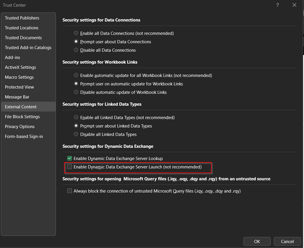 "Remote Data Not Accessible" with DDE Connection between Excel and DDE ...
